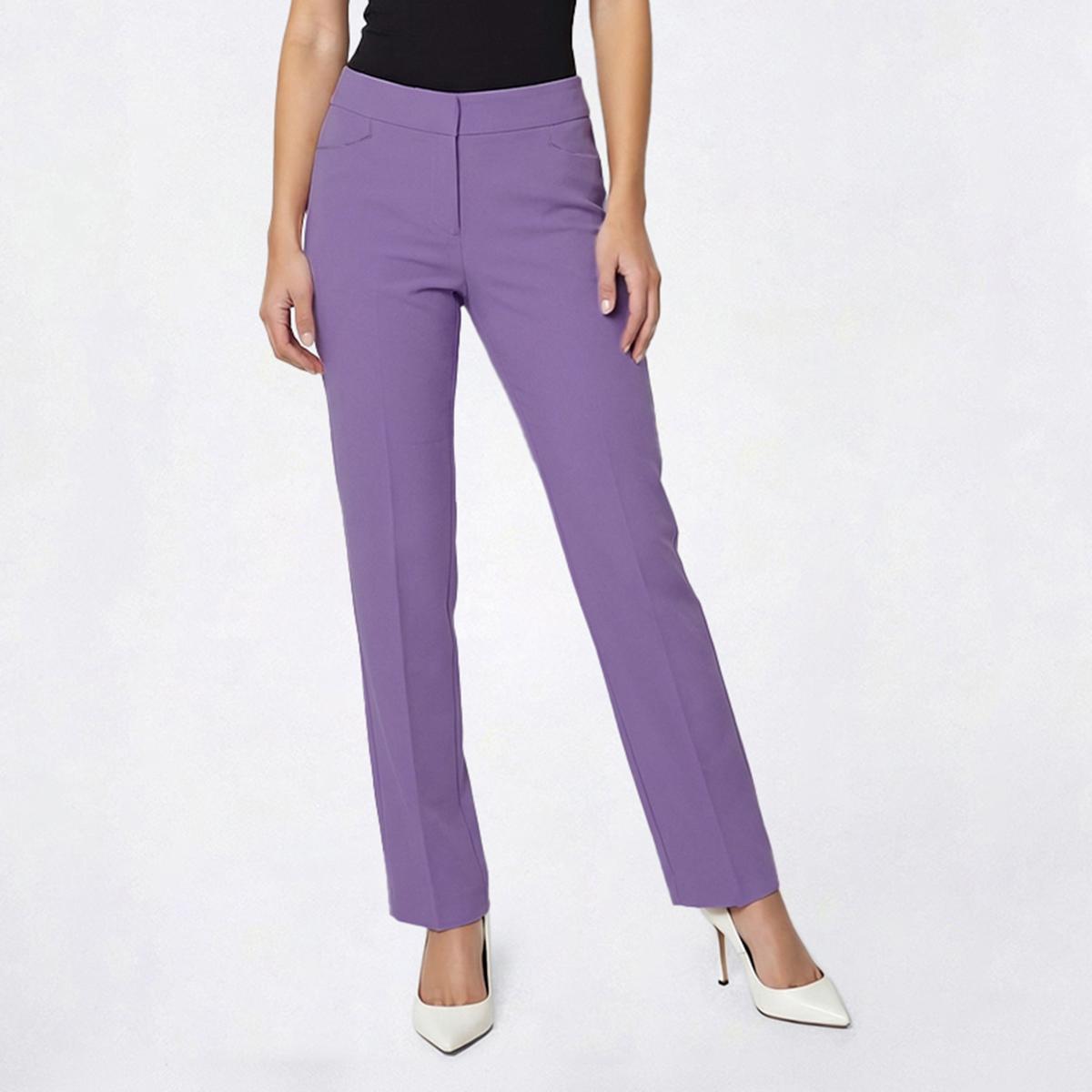 Kasper Womens Ava High-Rise Straight Leg Pant - Lavender Mist